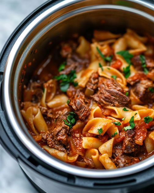 Put raw cubed chuck roast in a slow cooker with these 4 ingredients ...