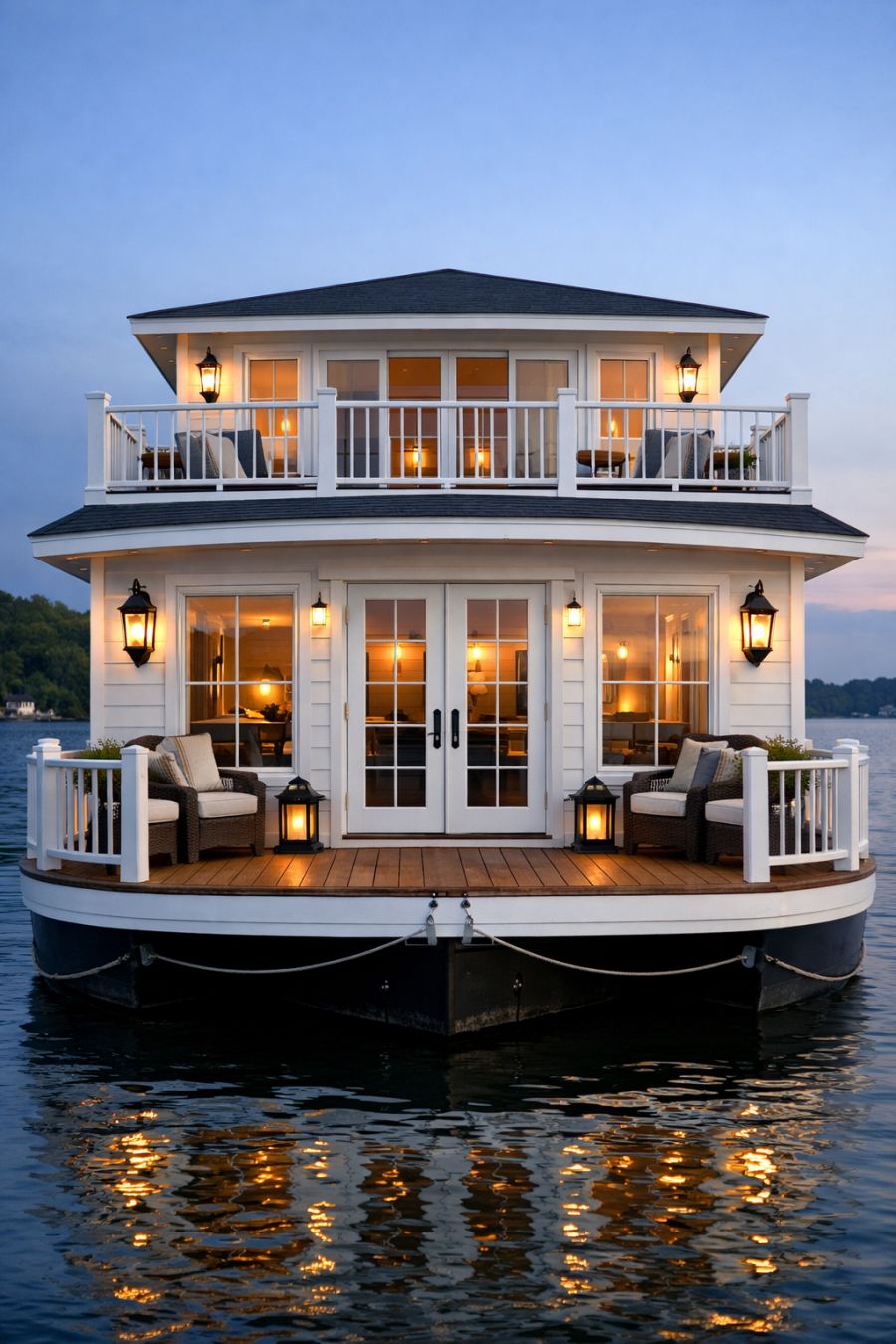 Step inside this quaint farmhouse-style houseboat with crisp white ...