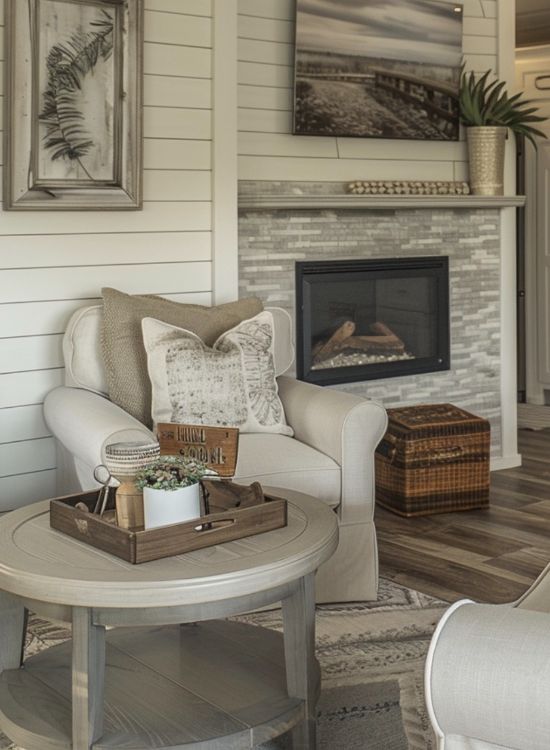 Tour this park model RV with stone accents. The interior is a cozy ...
