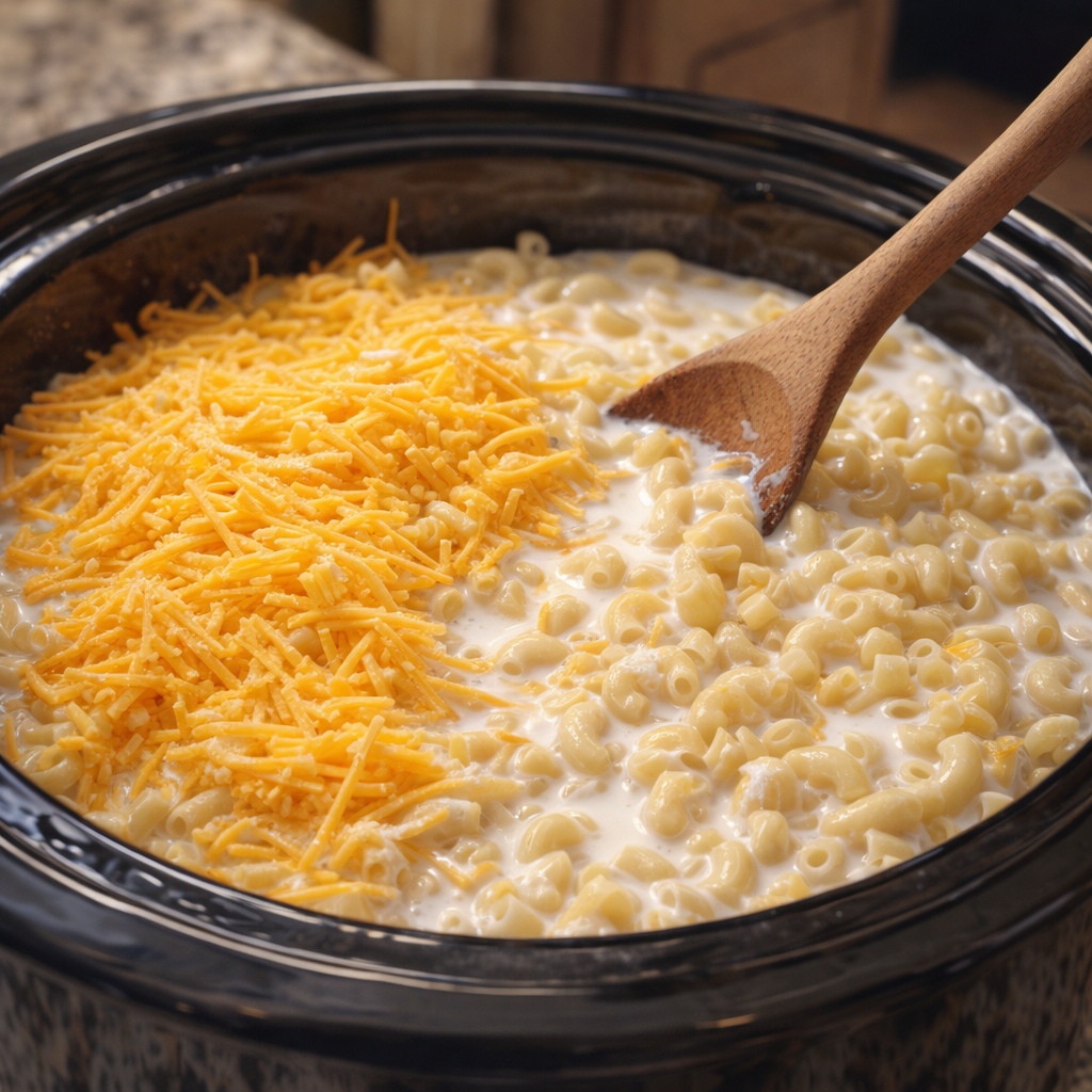 Put uncooked elbow macaroni in the slow cooker with these 2 ingredients ...