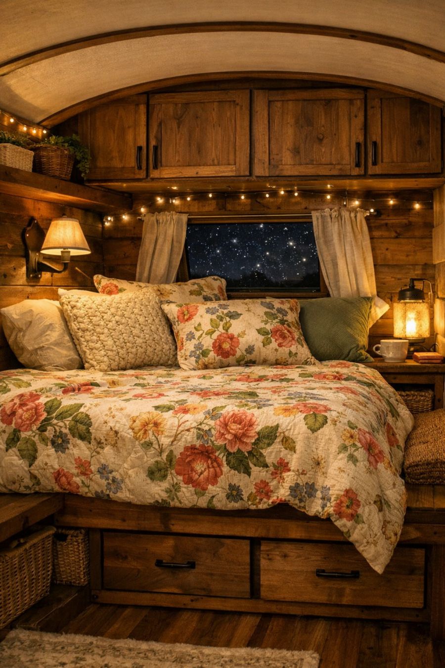 Step on into this rustic-meets-cottage converted bus made from a school ...