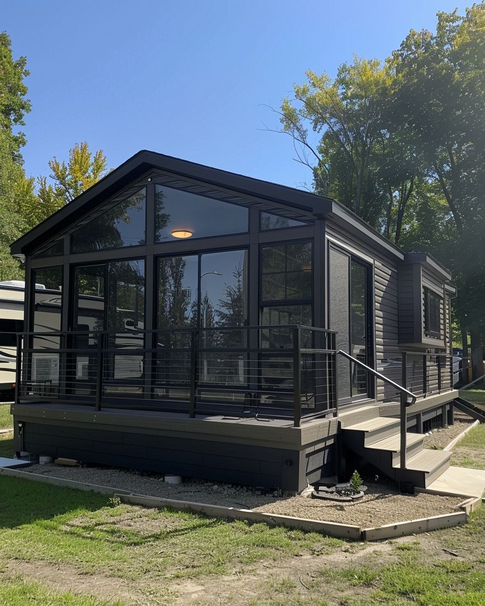 Tour this park model RV a massive enclosed porch and dream kitchen ...