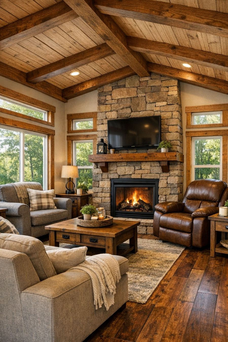 Come inside this rustic lakeside inspired park model RV with exposed ...
