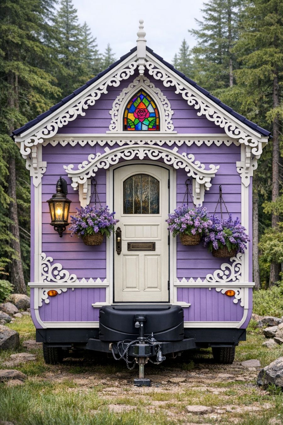 Welcome to this Victorian gingerbread RV camper with lilac purple ...