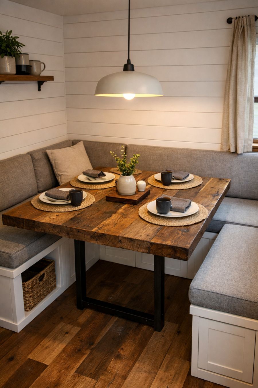 Take a look inside this cream colored cottage tiny home on wheels ...