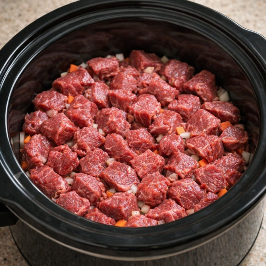 Pour tomato soup over raw stew meat, paired with these 2 ingredients ...