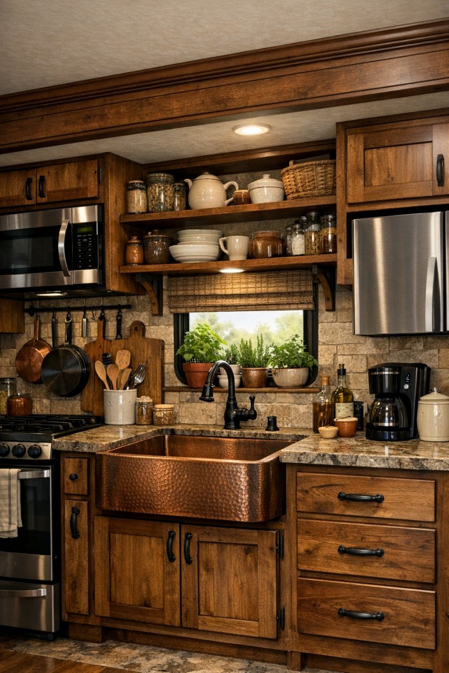 Peek into this rustic stone and timber cottage RV camper adorned with ...
