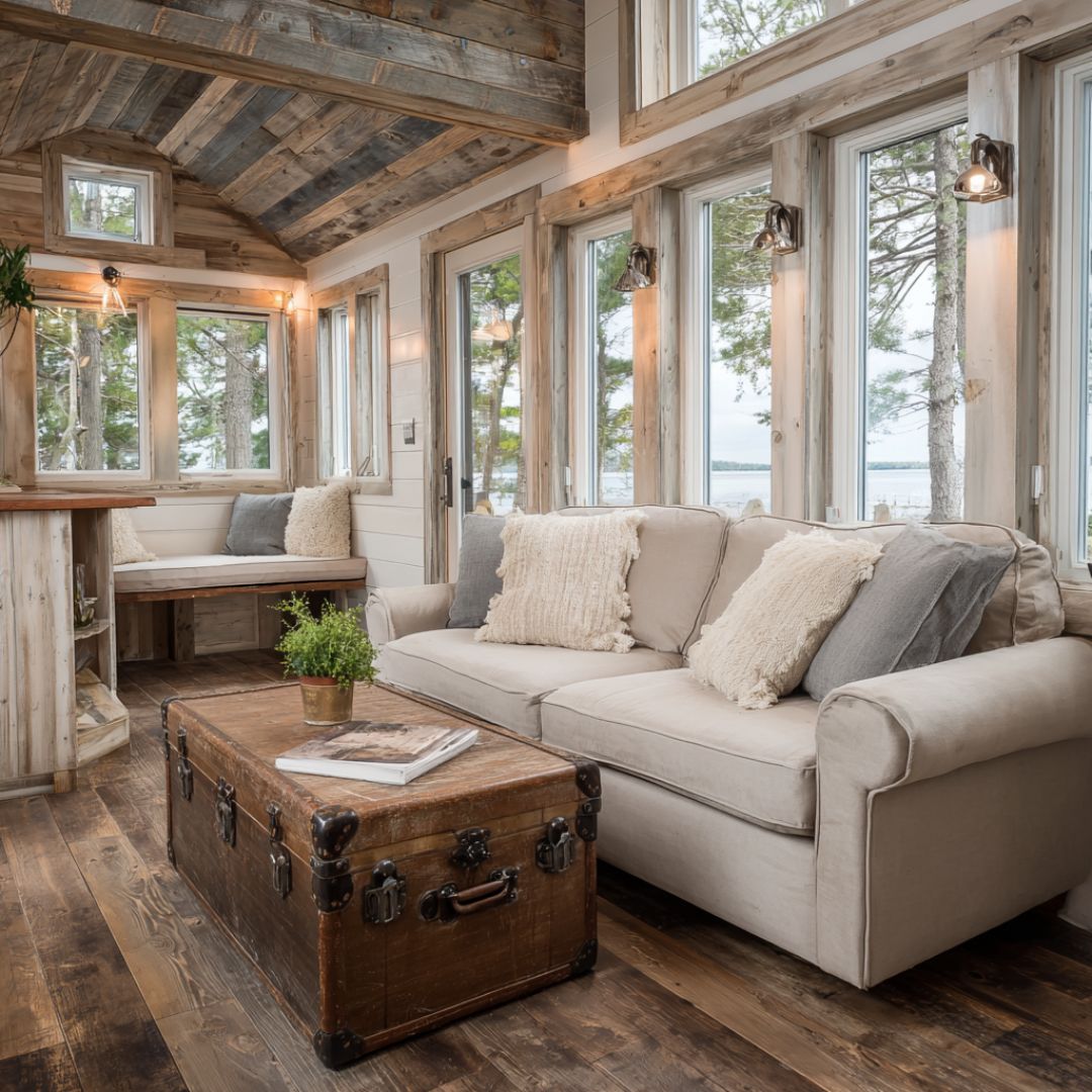 Explore this rustic retreat cabin home. The interior is an unexpectedly ...