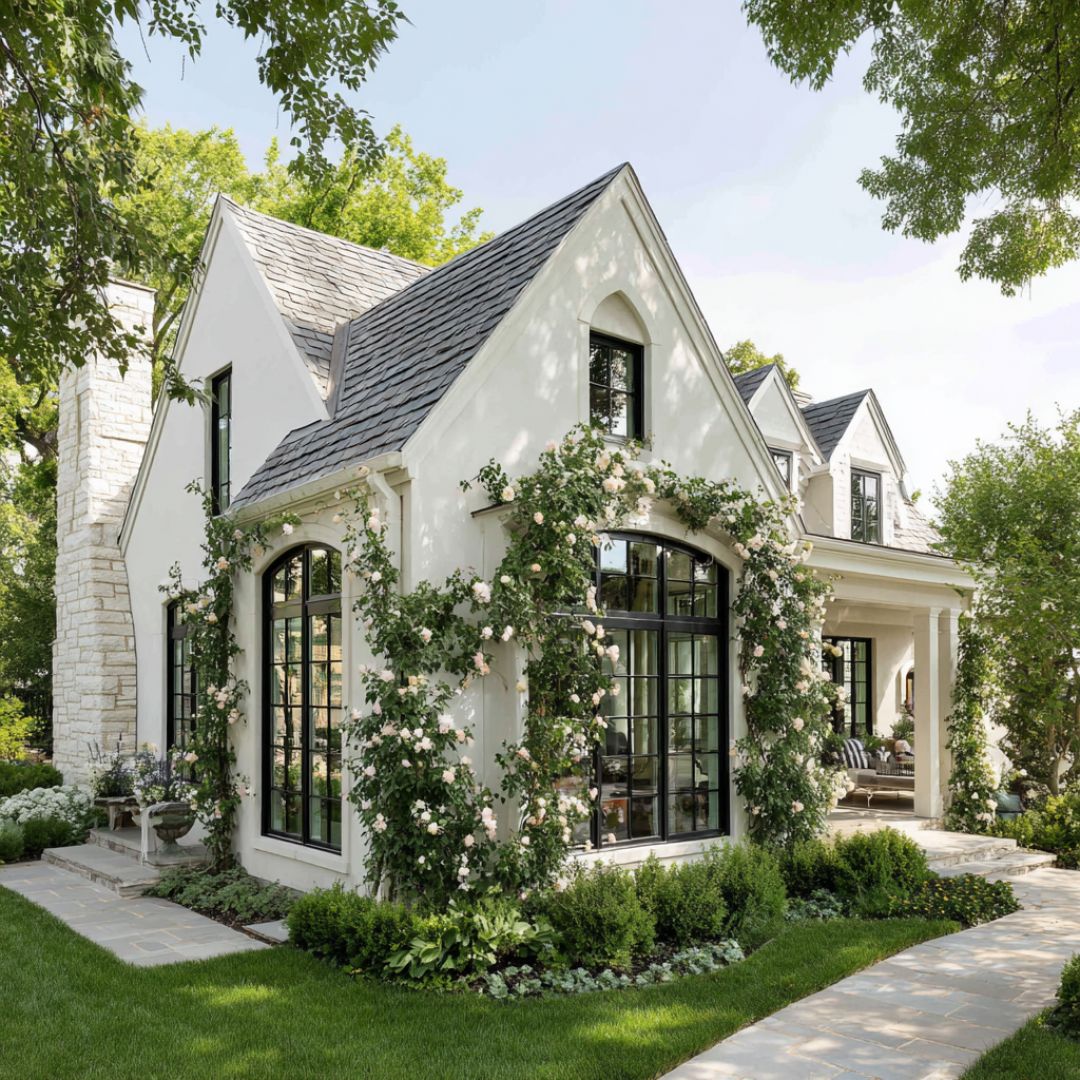 Tour this quaint white cottage with picturesque garden. The interior is ...