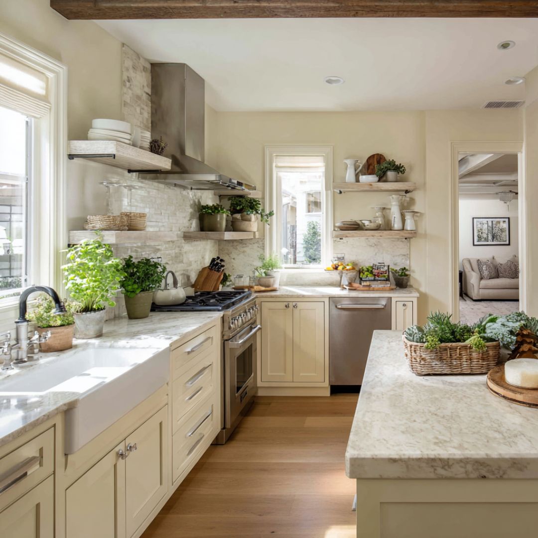 Tour this quaint white cottage with picturesque garden. The interior is ...