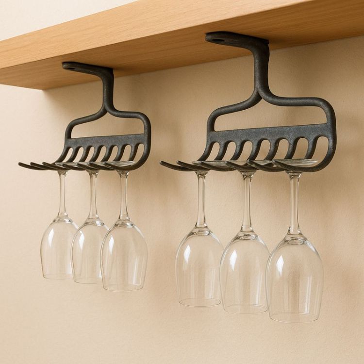 Lady secures garden rake heads under a shelf. You won’t look at yard ...