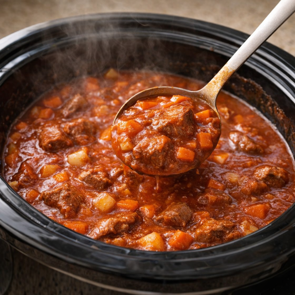 Pour tomato soup over raw stew meat, paired with these 2 ingredients ...